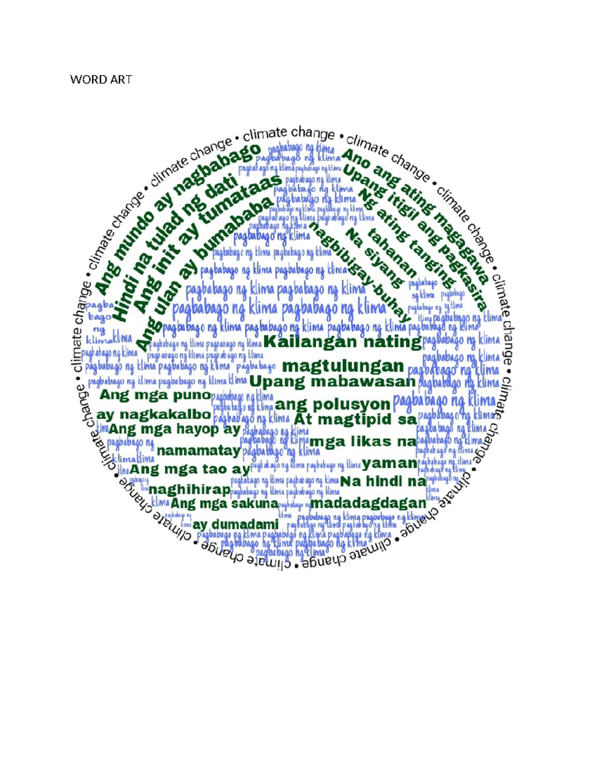 WORD ART: Climate Change and Its Impact on the Environment - Studocu
