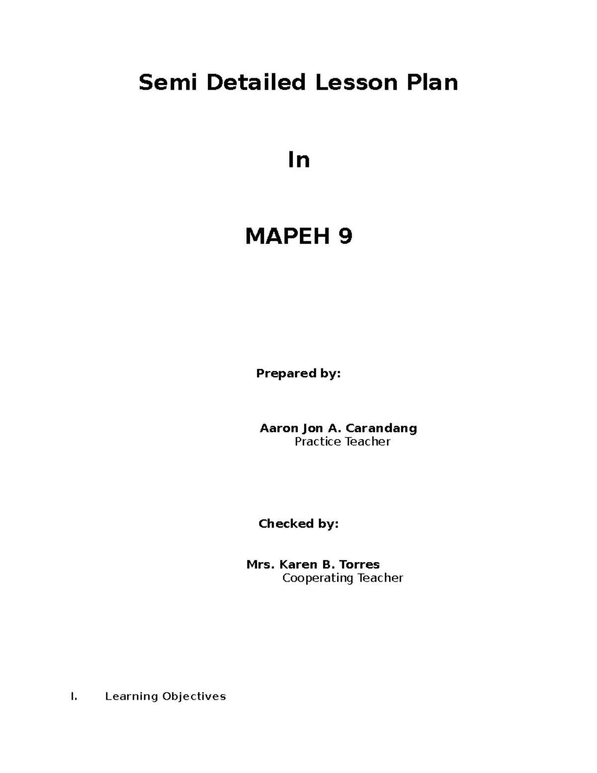 Semi-Detailed Lesson Plan on First Aid Procedures - MAPEH 9 - Studocu