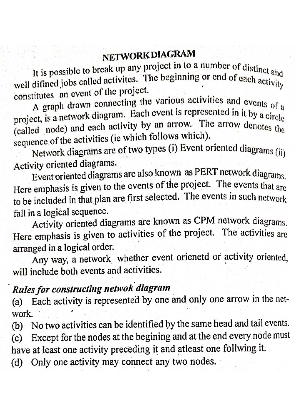 H4 OR Network Diagrams: Understanding Activity & Event Types - Studocu