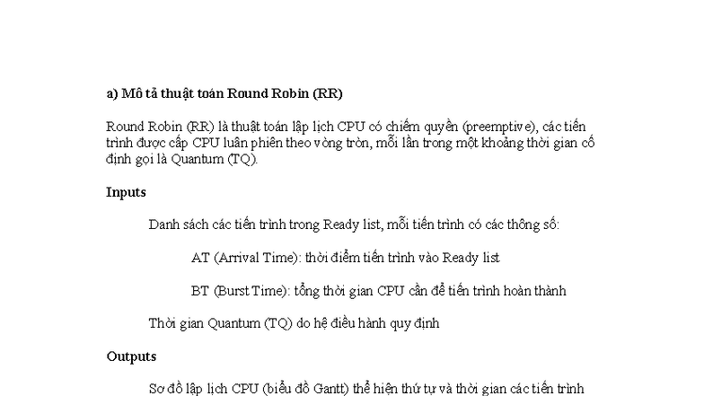 Tuluancr 250 - Thuật Toán Lập Lịch CPU: Round Robin & FIFO - Studocu