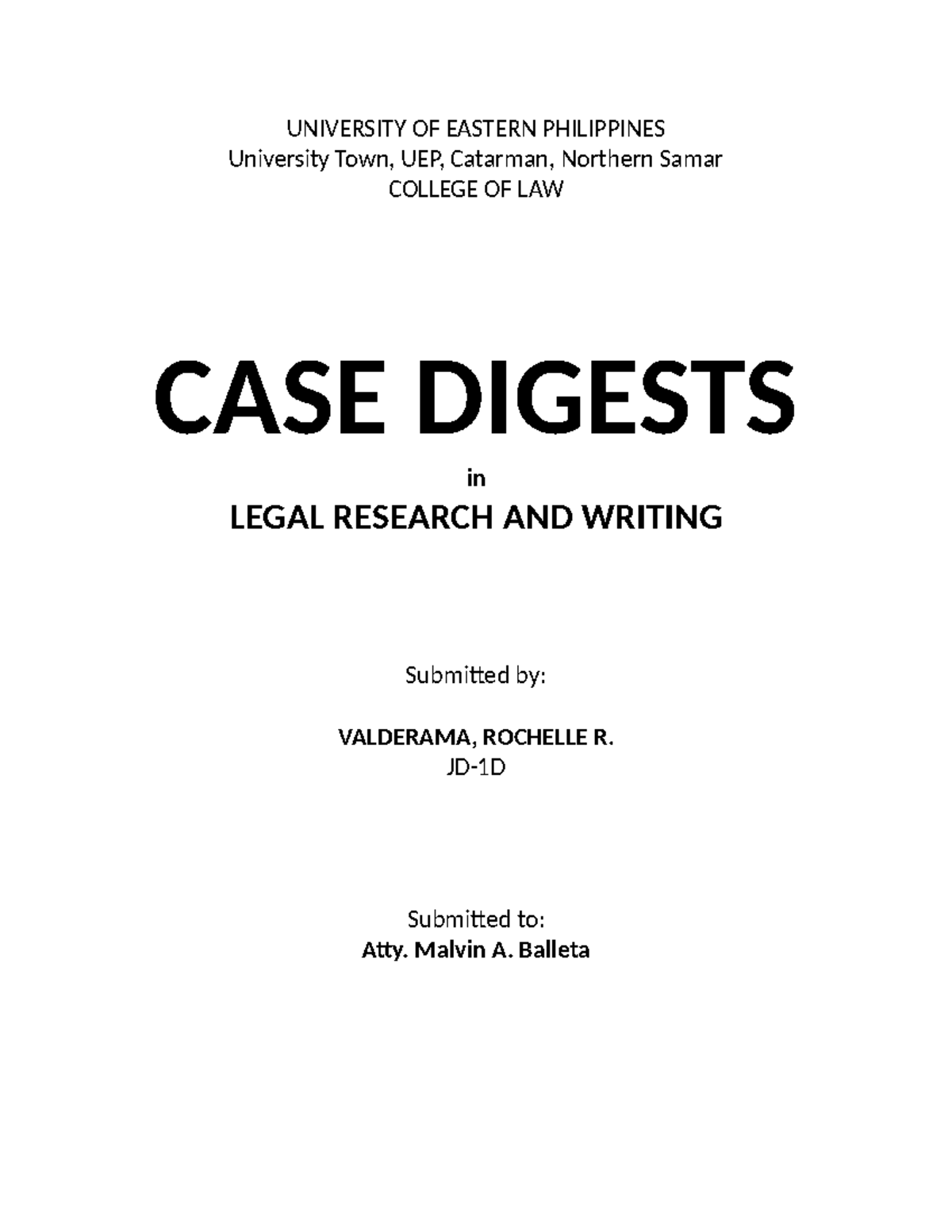 UEP COLLEGE OF LAW CASE DIGESTS: Legal Research & Writing Insights ...
