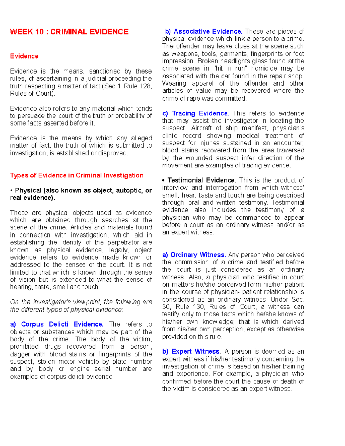 SEMI( evidence, identification,scene - WEEK 10 : CRIMINAL EVIDENCE ...