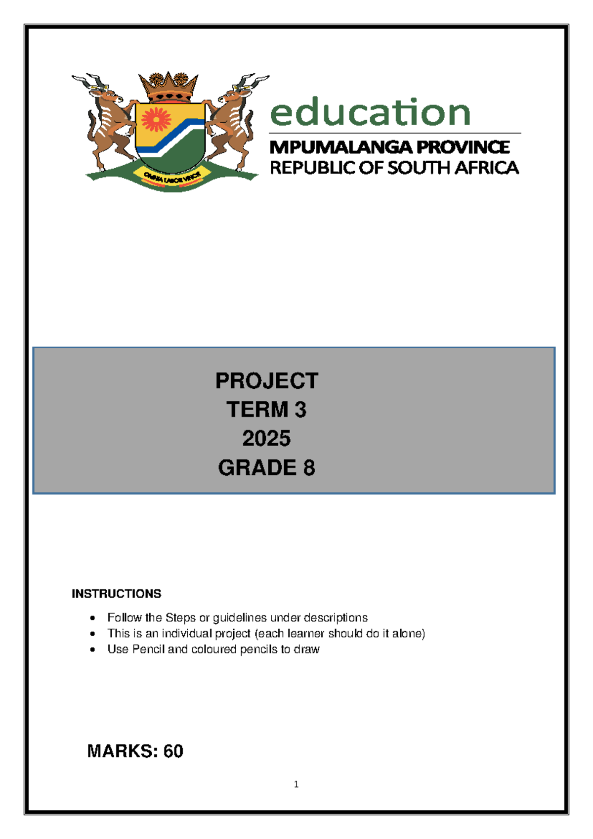 Grade 8 Project Instructions: Term 3 2025 Village Sketch - Studocu