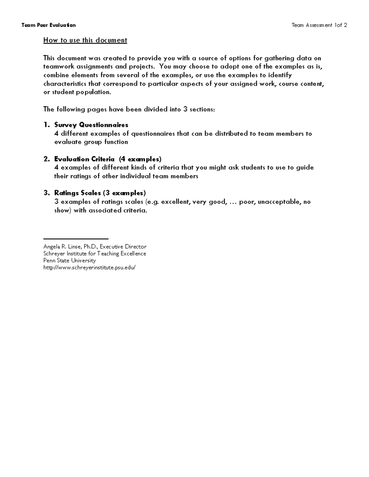 Team Peer Evaluation Guide: Surveys, Criteria, and Ratings - Studocu
