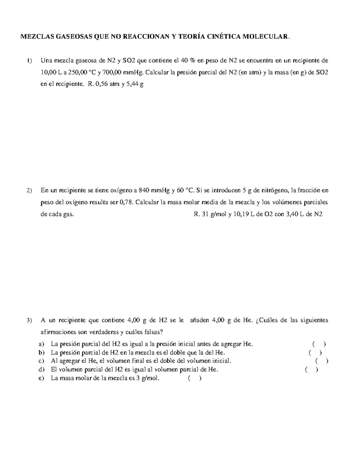 Ejercicios 2023B Guía 1: Leyes de Gases Ideales y Mezclas Gaseosas ...