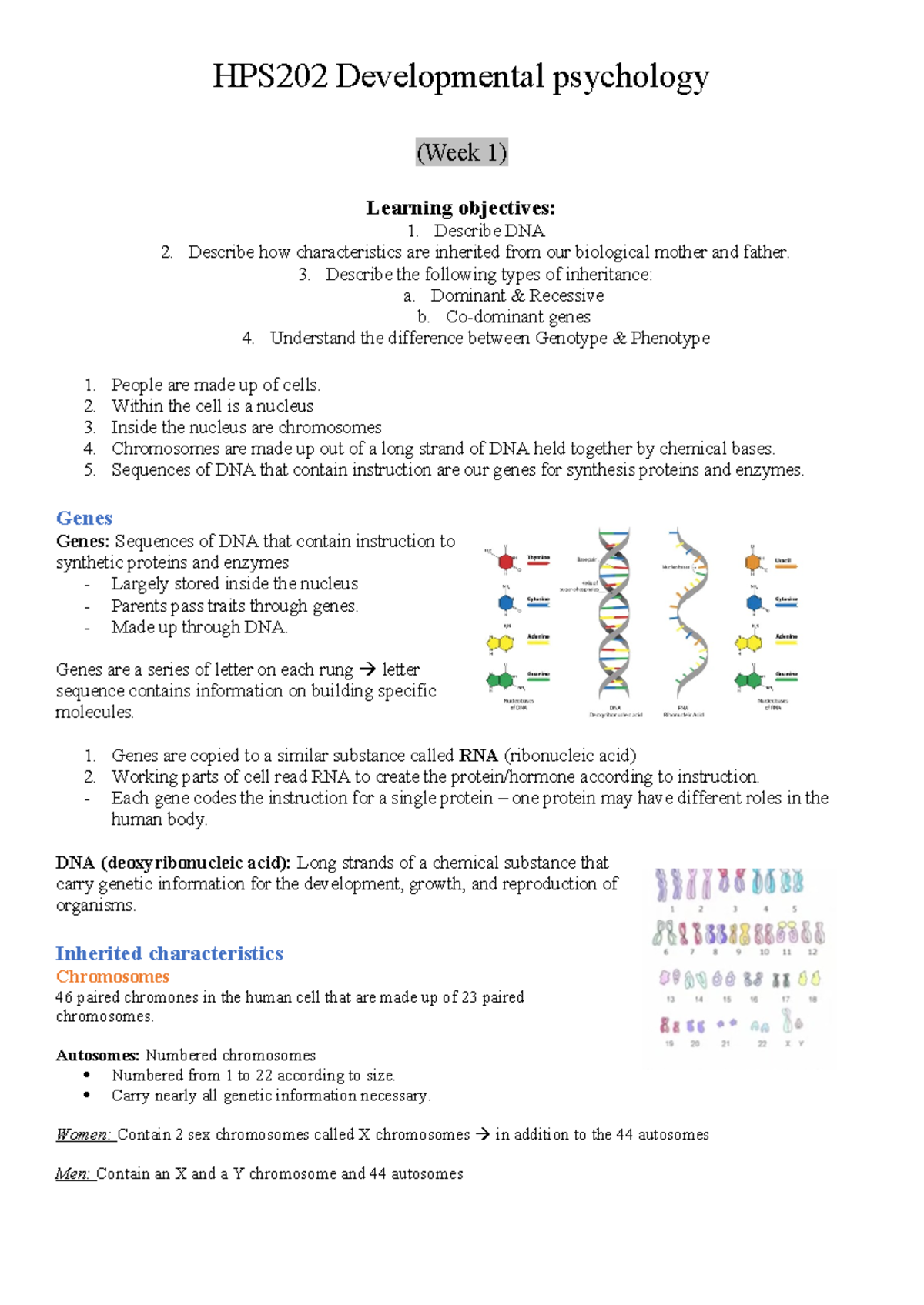 HPS202 notes - HPS202 Developmental psychology (Week 1) Learning ...
