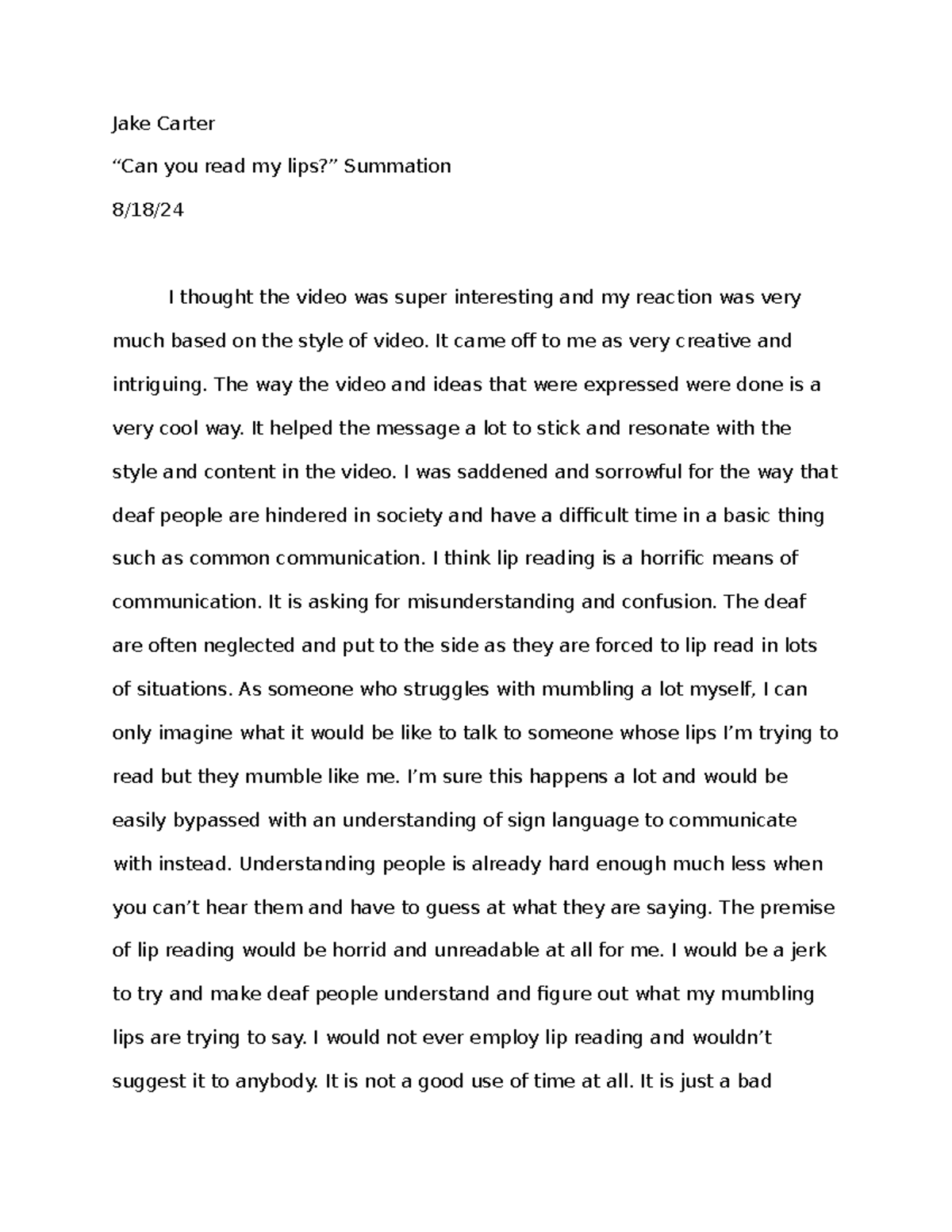 Can You Read My Lips? Summation of Video Insights on Deaf Communication ...