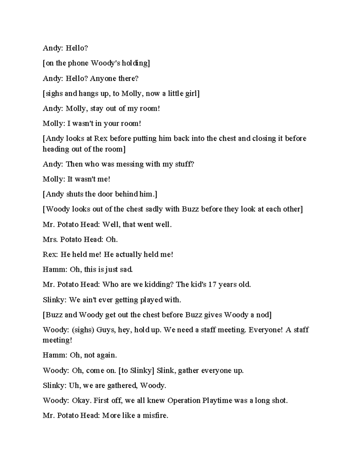 Toy Story 3: Final Scene Analysis and Character Dynamics - Studocu