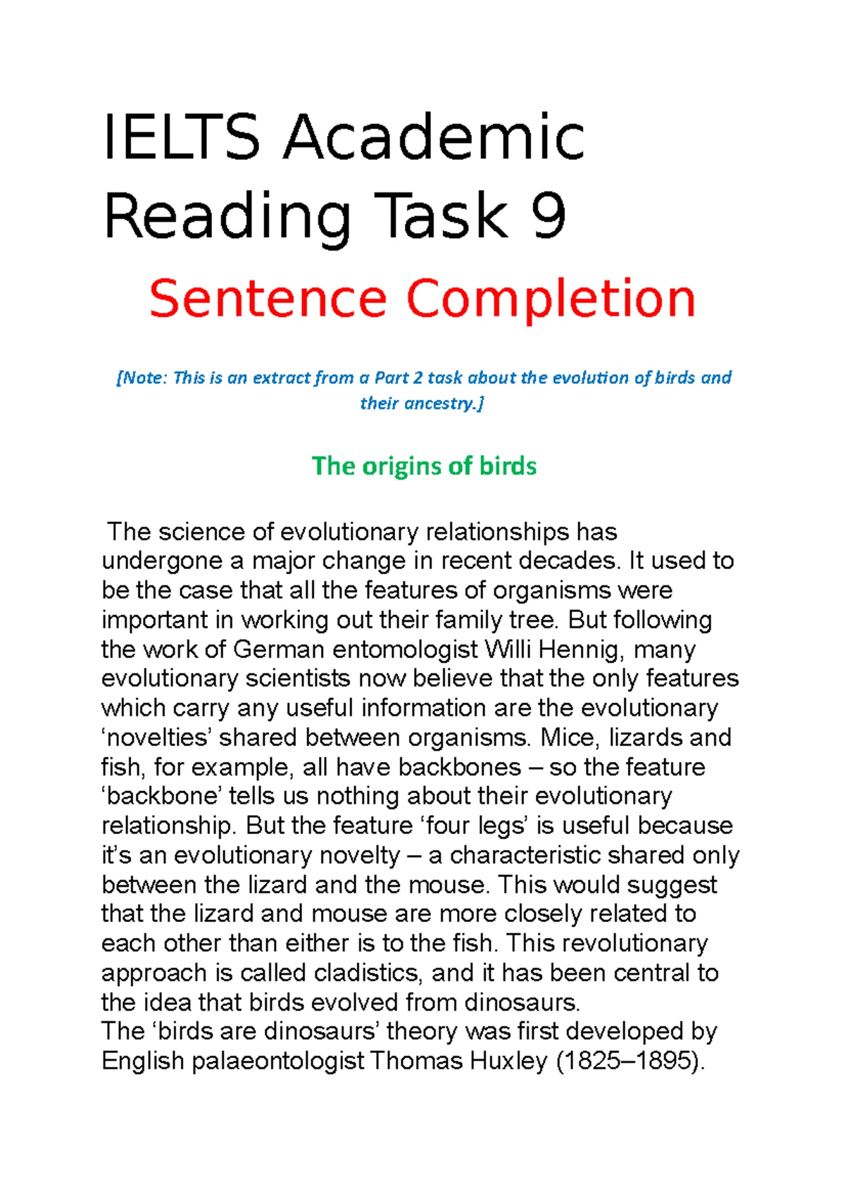 IELTS Academic Reading Task 5 Matching Sentence Endings - IELTS ...
