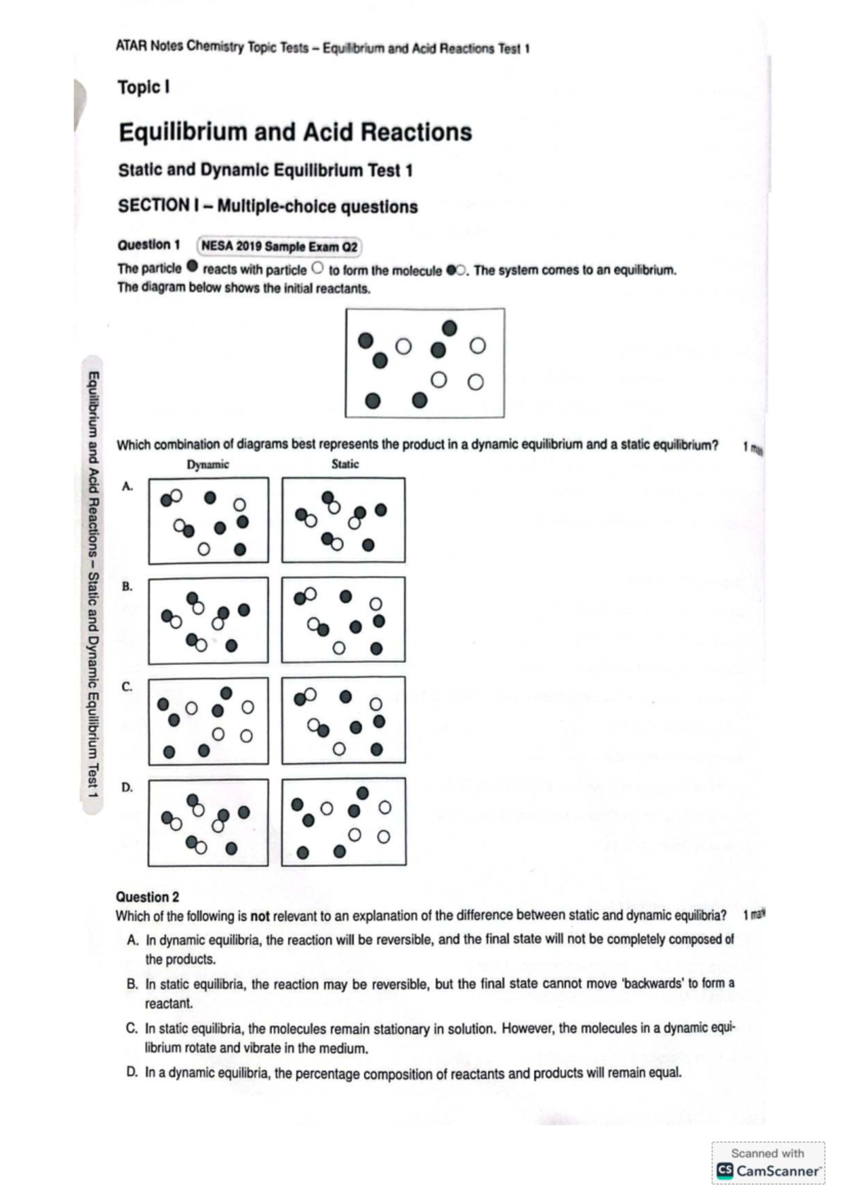 Factors that Affect Equilibrium: ATAR Notes Chemistry Test 1 & 2 - Studocu