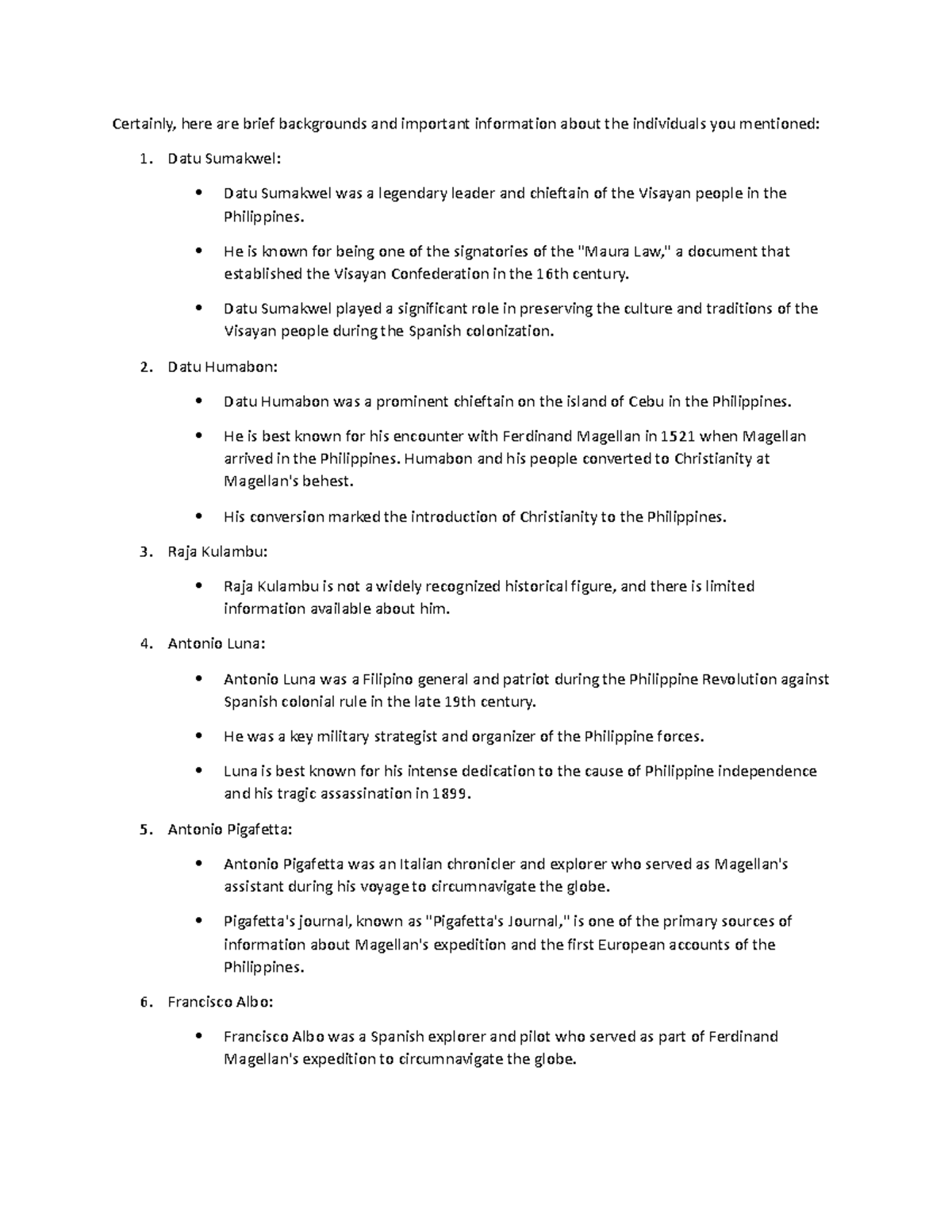 Datu Sumakwel - reviewer - Certainly, here are brief backgrounds and ...