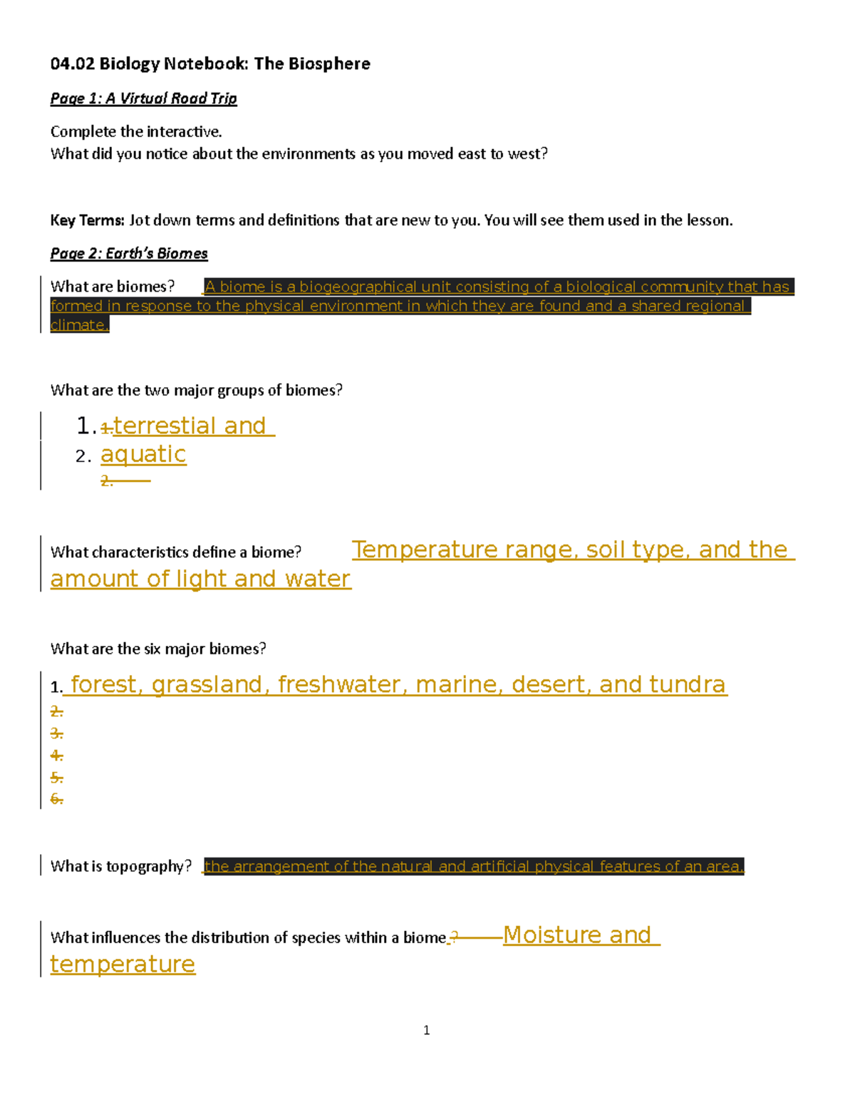04.02 Biology Notes: Exploring Earth's Biomes and Ecosystems - Studocu