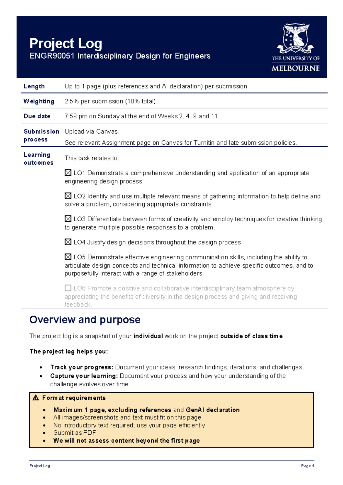 Project Log ENGR90051: Interdisciplinary Design Insights and Progress ...