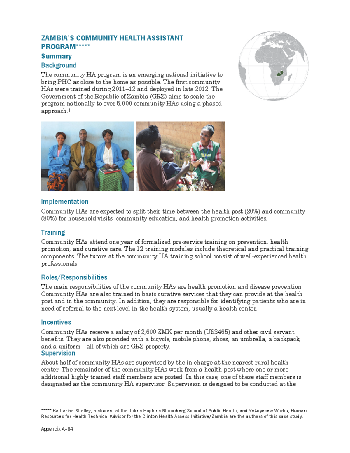 Zambia’s Community Health Assistant Program: A Comprehensive Case Study ...
