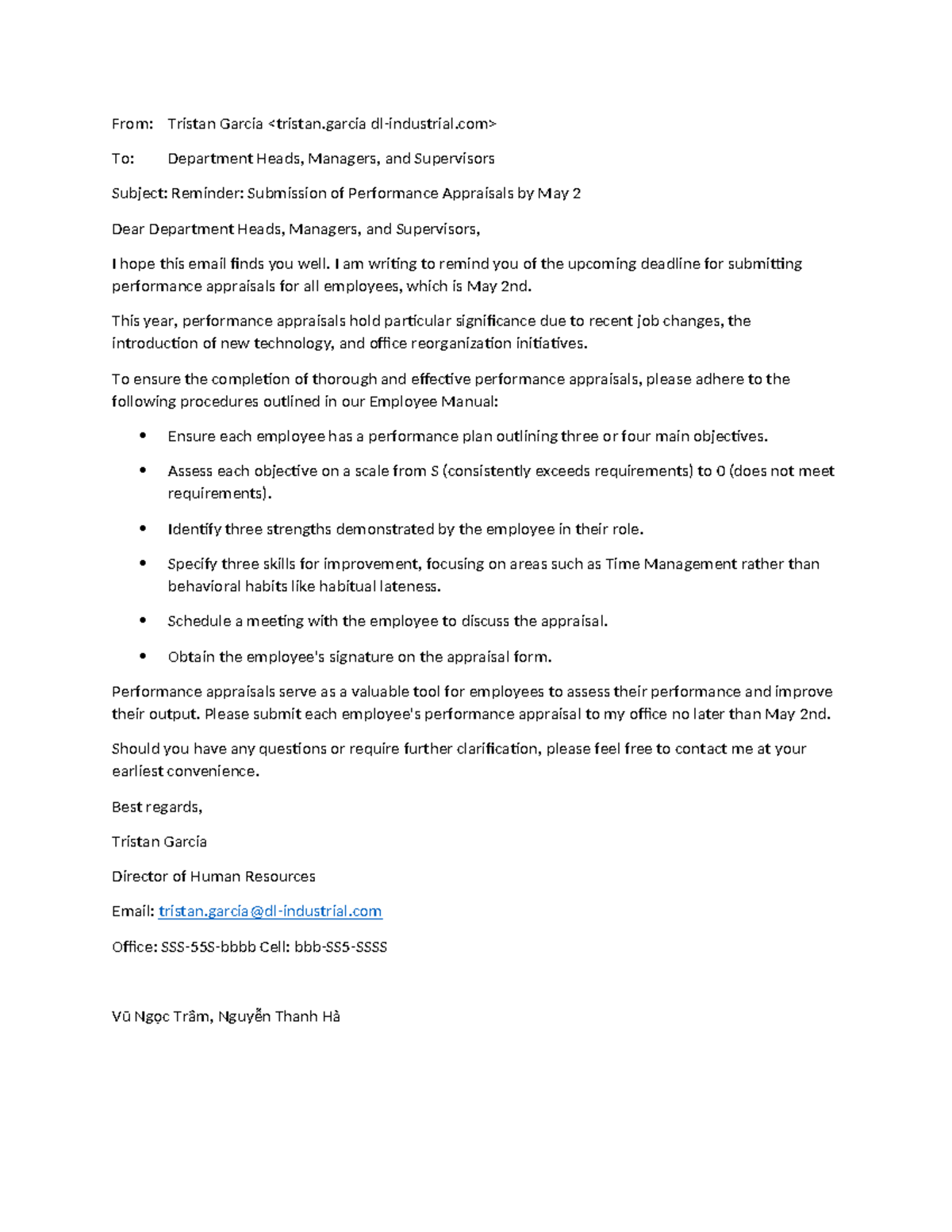 Performance Appraisal Submission Deadline Reminder - May 2 - Studocu
