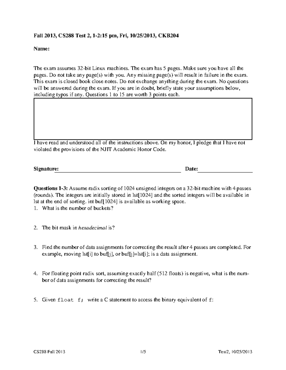 CS288 Fall 2013 Test 2 - Midterm Exam Preparation Notes - Studocu