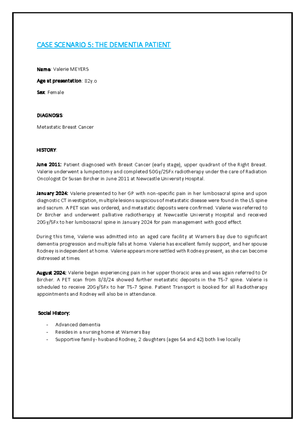 Case Scenario 5 - The Patient with Dementia-1 - CASE SCENARIO 5 : THE ...