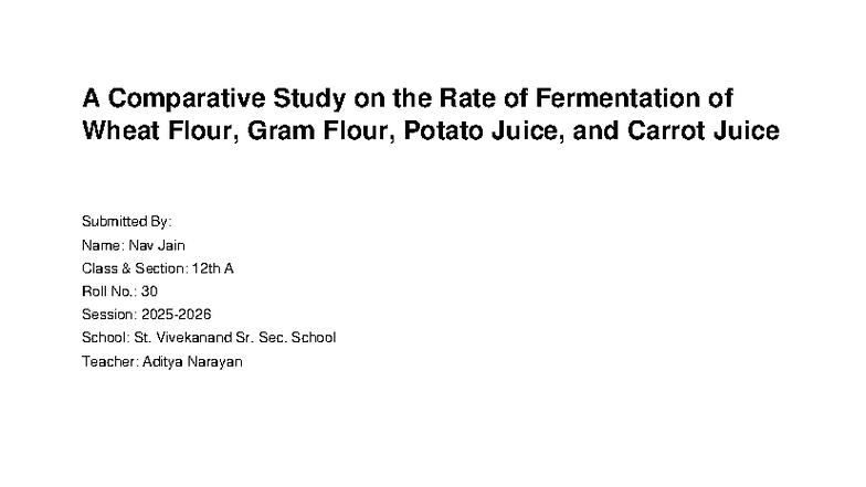 Comparative Study on Fermentation Rates: Wheat, Gram, Potato & Carrot ...