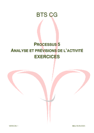 BTS CG P5 - Corrections Exercices Coûts et Décisions de Gestion - Studocu