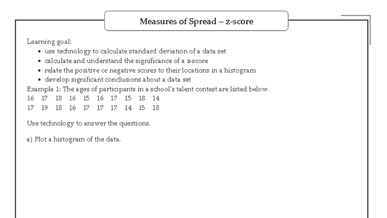 Lesson 7 - Measures of Spread (Z-Score) Analysis and Calculations - Studocu