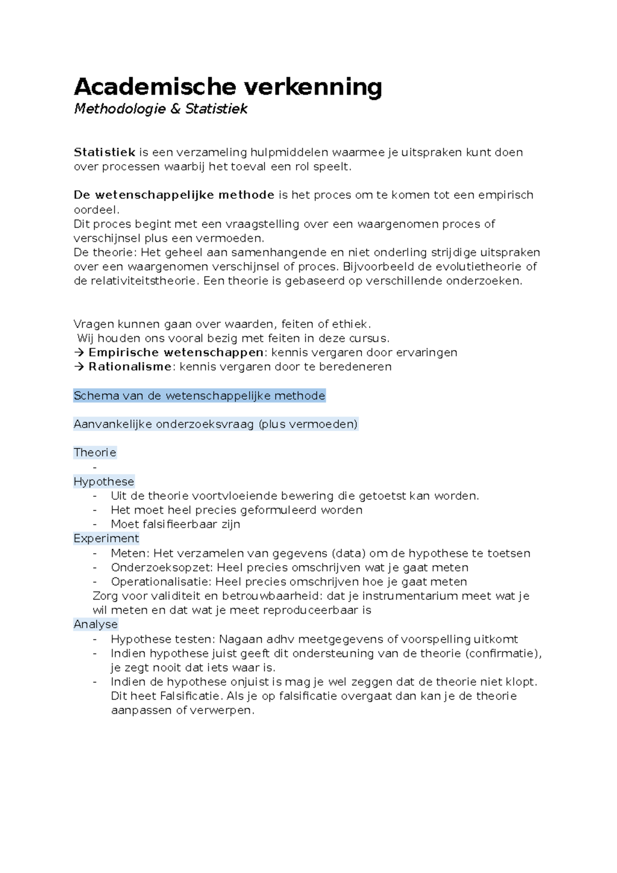 Statistiek en Methodologie: Academische Verkenning en Toetsing ...