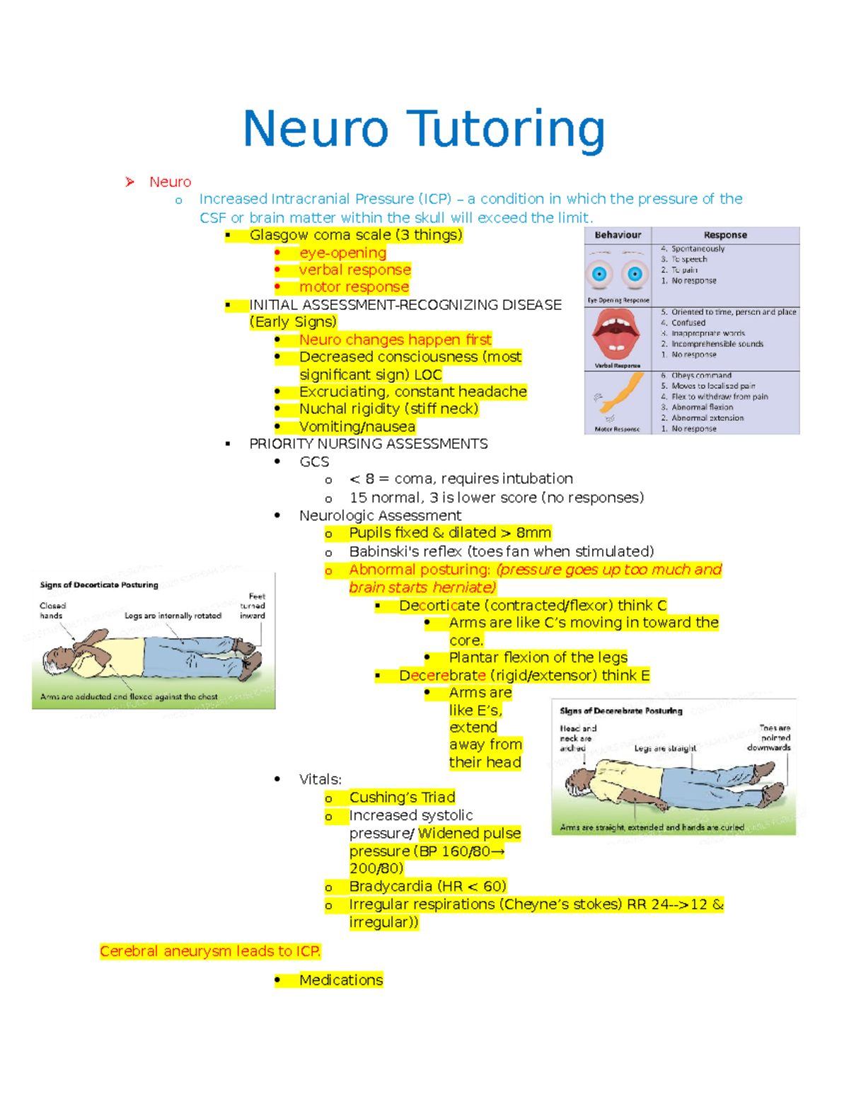 Zoom tutoring (Neuro) - Neuro Tutoring Neuro o Increased Intracranial ...