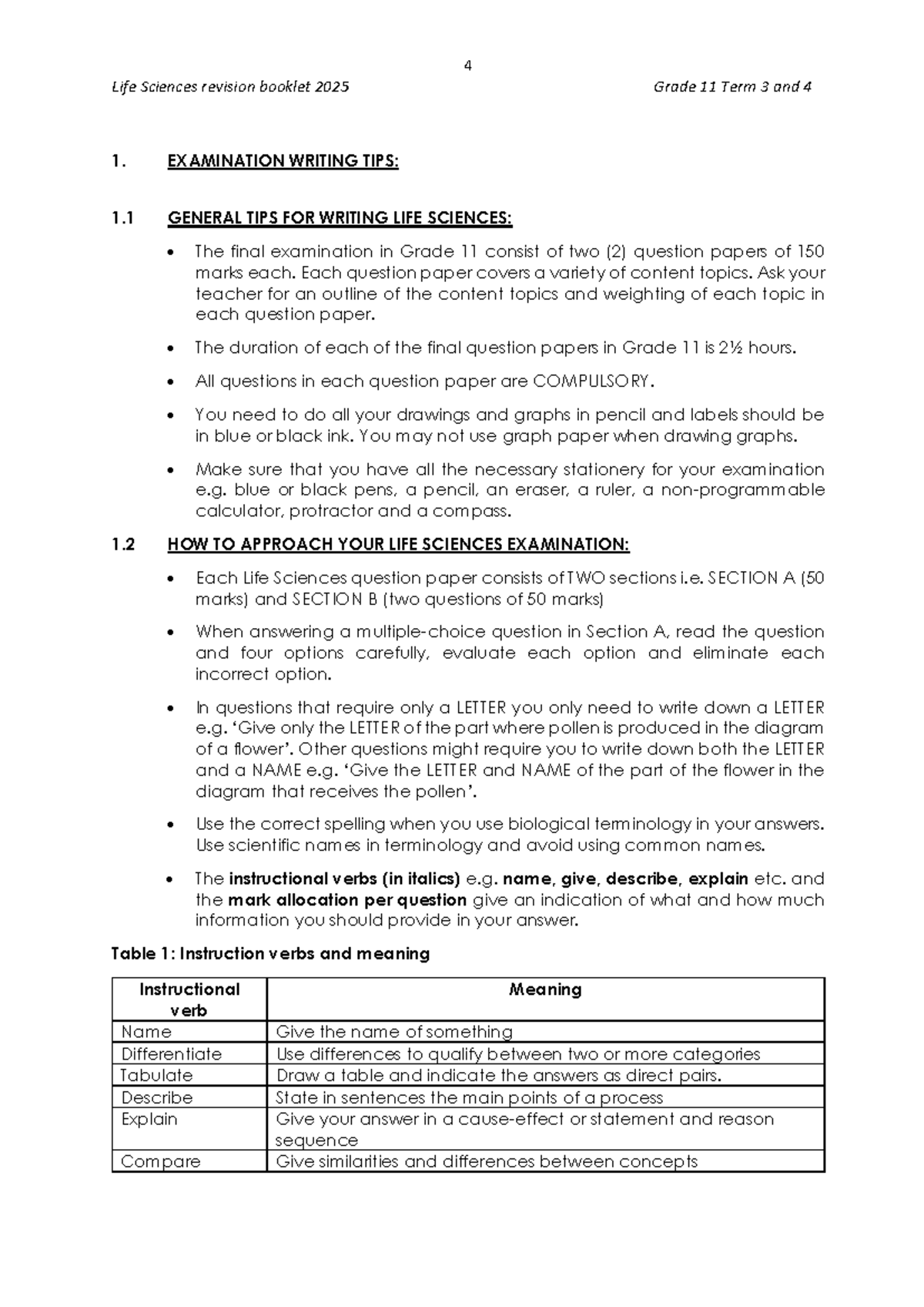 Grade 11 Life Sciences Revision Guide: Term 3 & 4 2025 - Studocu