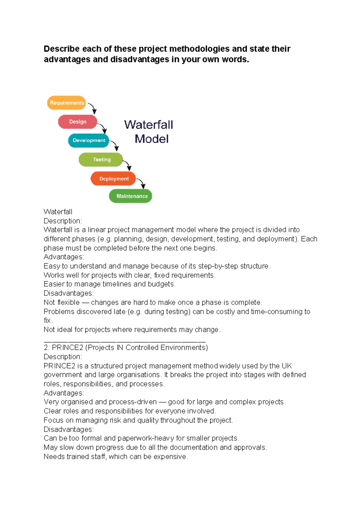Project Methodologies: Advantages & Disadvantages Analysis - Studocu