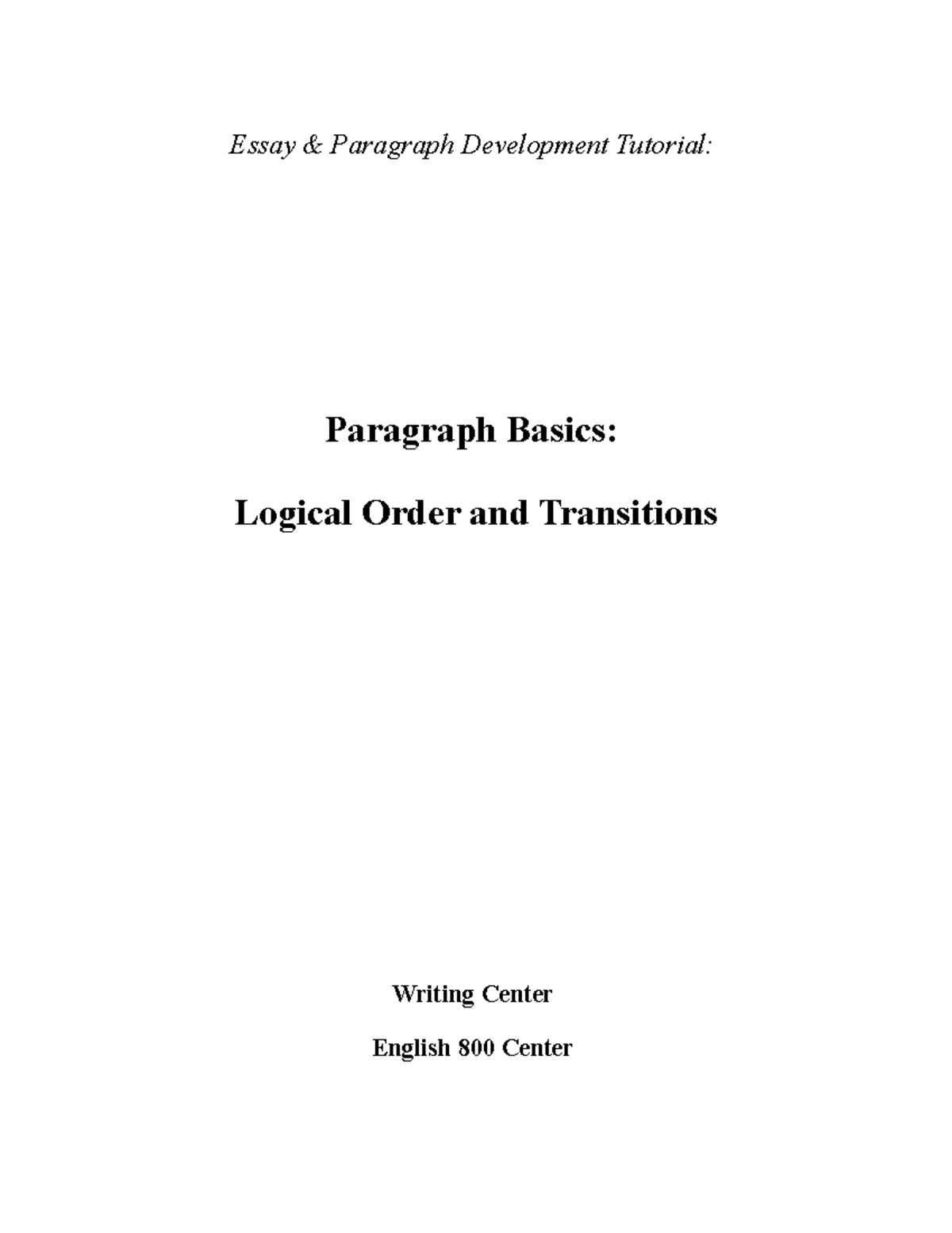 Arrange sentences in logical order + Exe - Essay & Paragraph ...