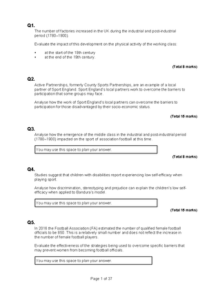 Physical Education - A2 - A Level - Sixth Form (A Levels) - Studocu