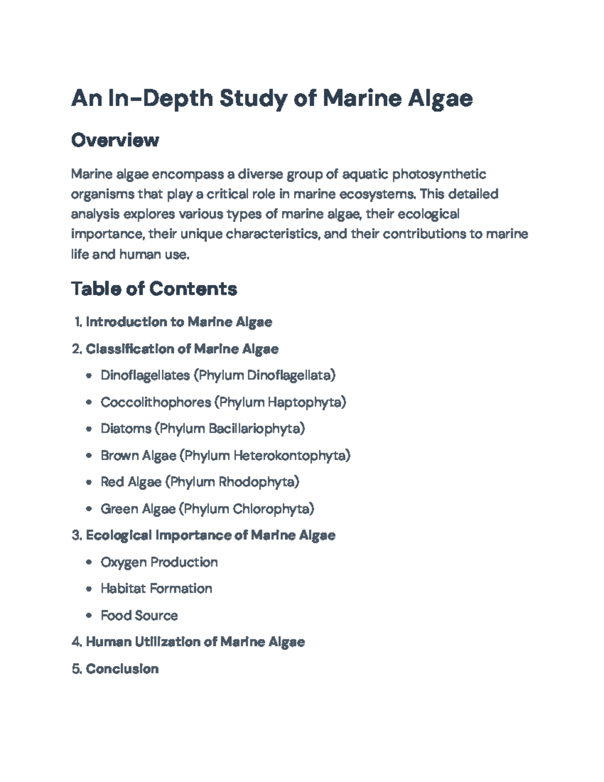 An In-Depth Analysis of Marine Algae: Ecology & Human Use - An In-Depth ...