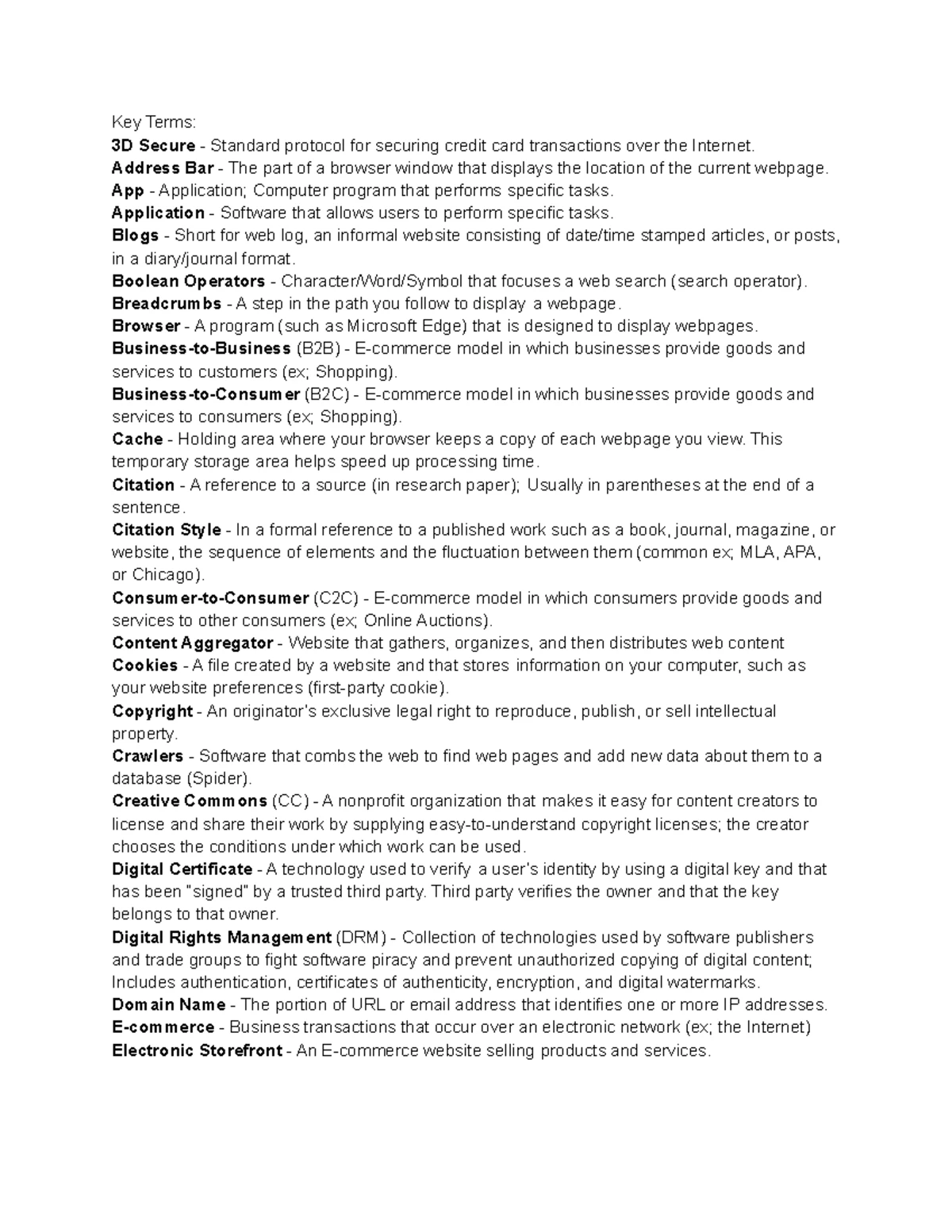 Computer Concepts Module 1 Review Questions Answers Key Terms