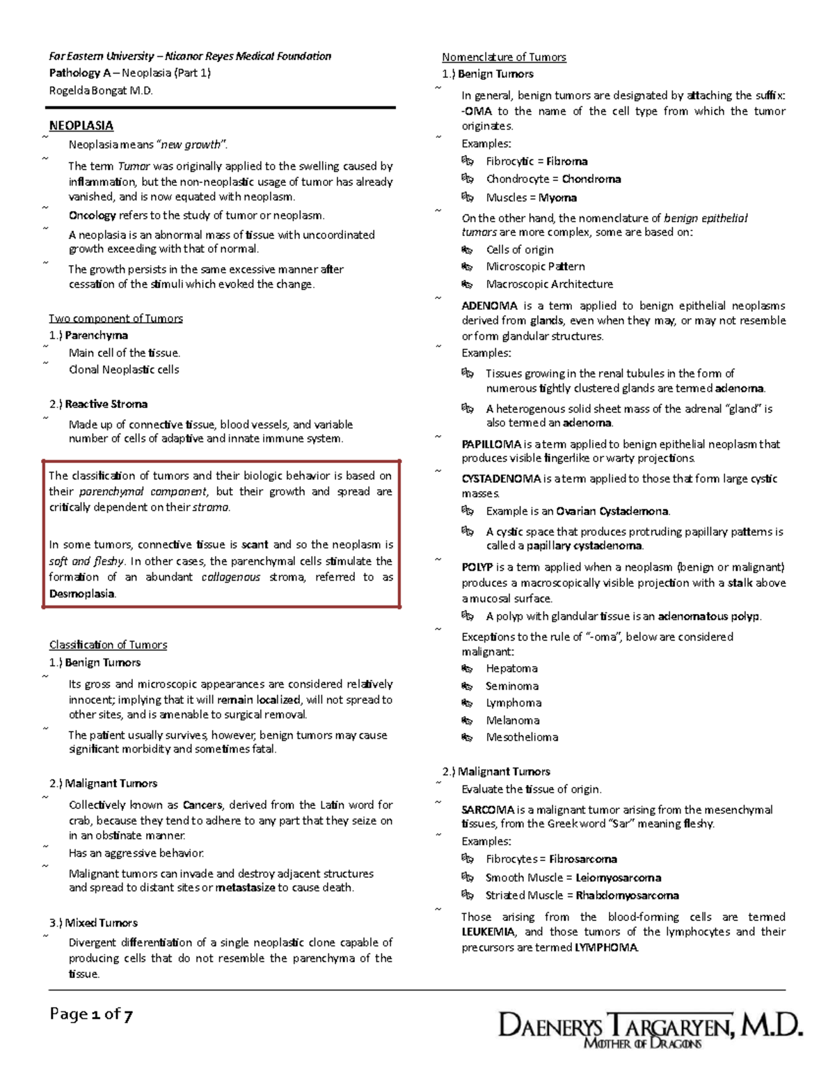 Patho A 1.8 Neoplasia: Understanding Tumors and Their Classifications ...