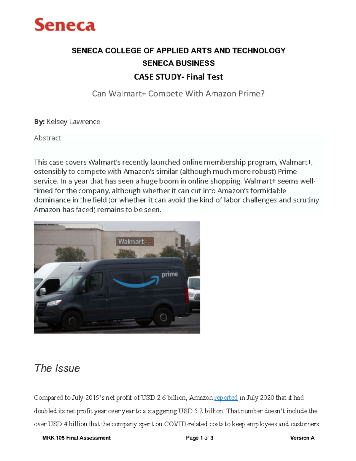 Case Study - Amazon Prime - MRK 108 Final Assessment Page 1 of 3 ...