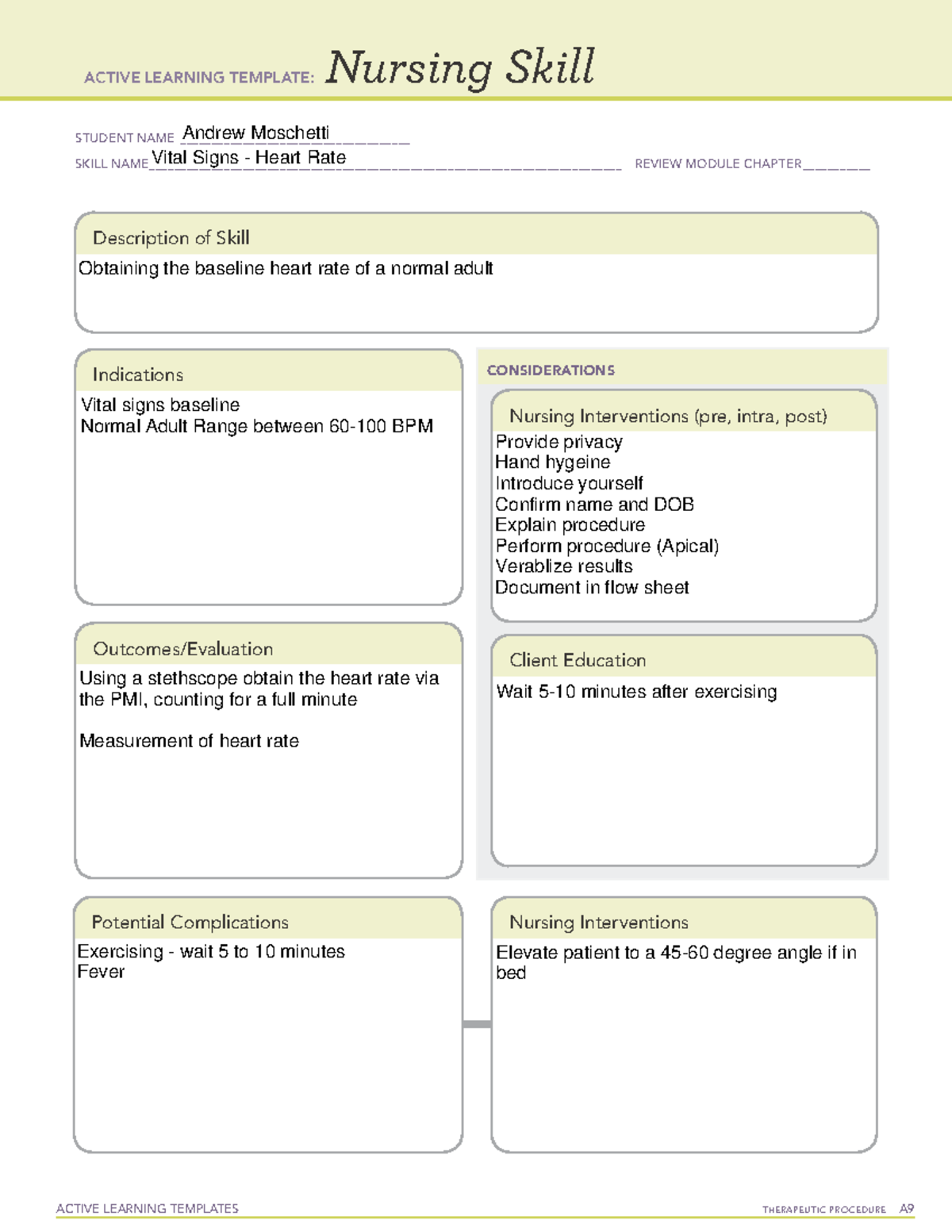 Heart Rate Assessment - Active Learning Template Nursing Skill - Studocu
