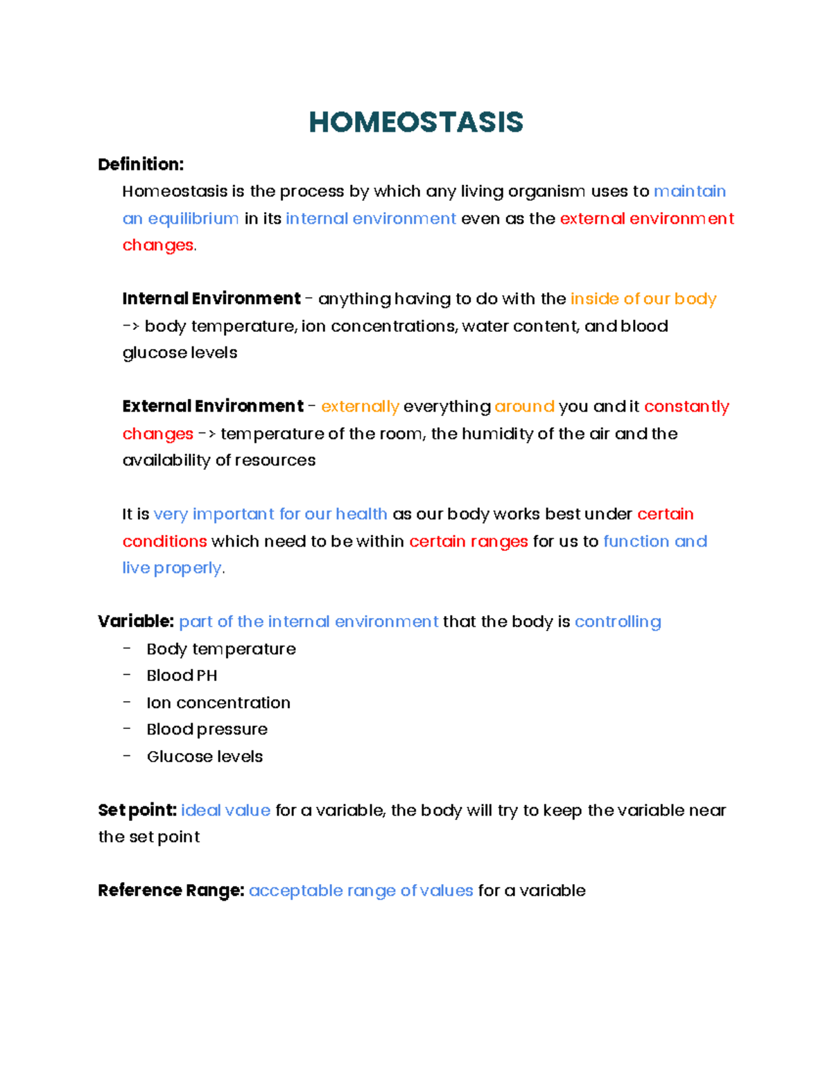 Biology Lecture Notes: Homeostasis, Nervous & Endocrine Systems - Studocu
