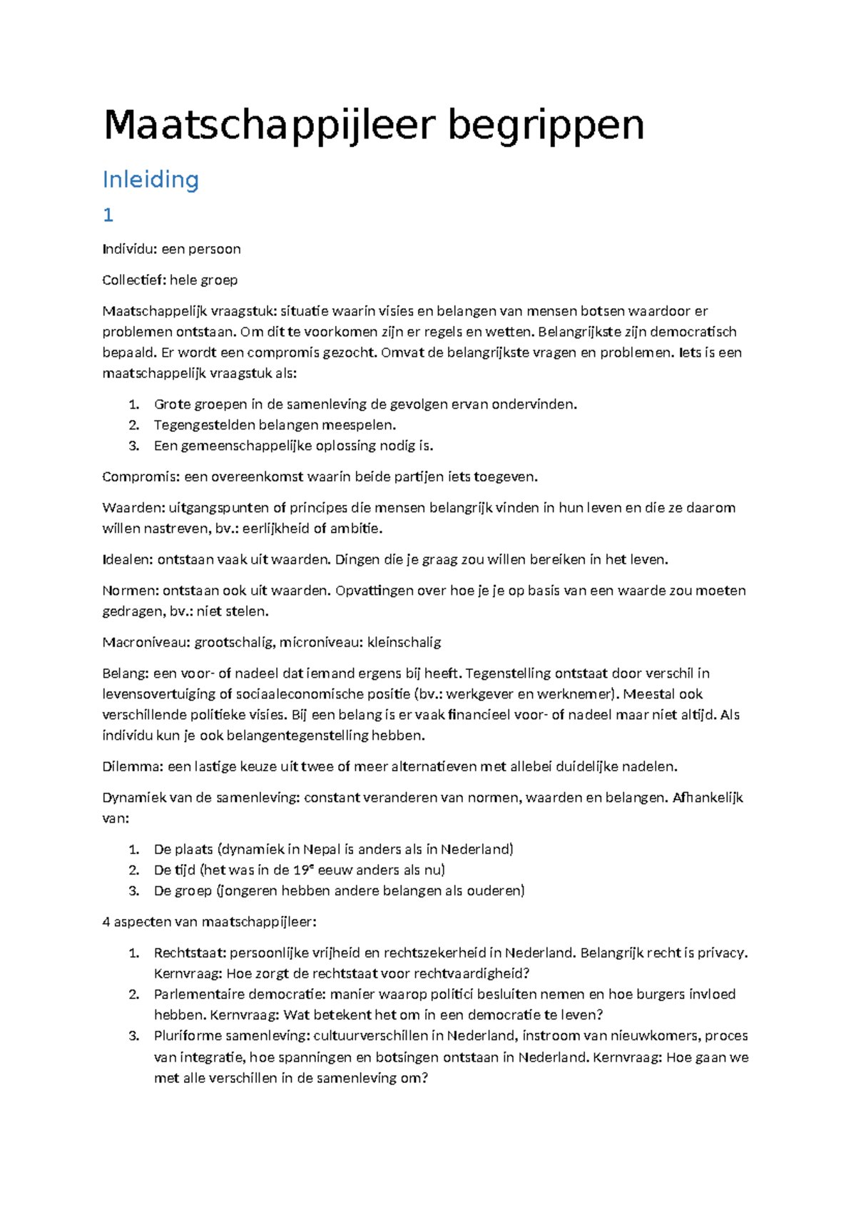 Maatschappijleer begrippen en concepten - Essentiële Inzichten en ...