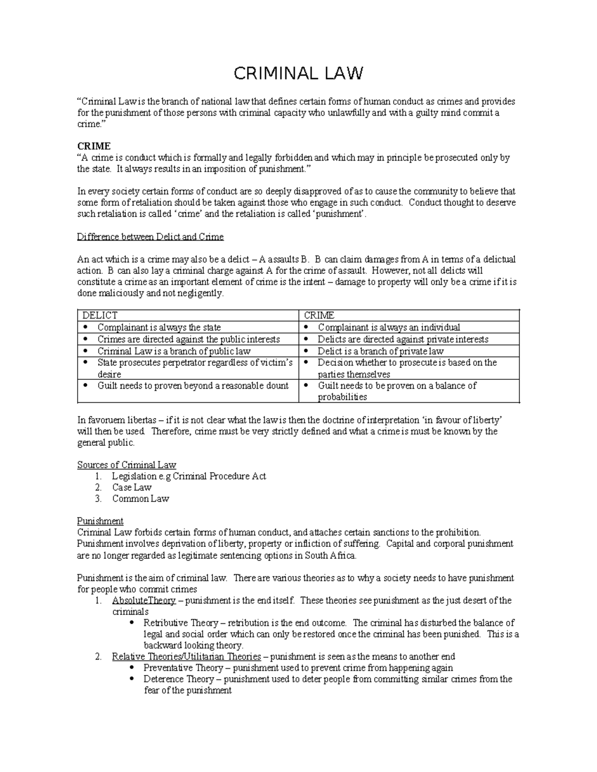 Qiniso CRIM 101 Criminal Law Study Notes and Key Concepts - Studocu