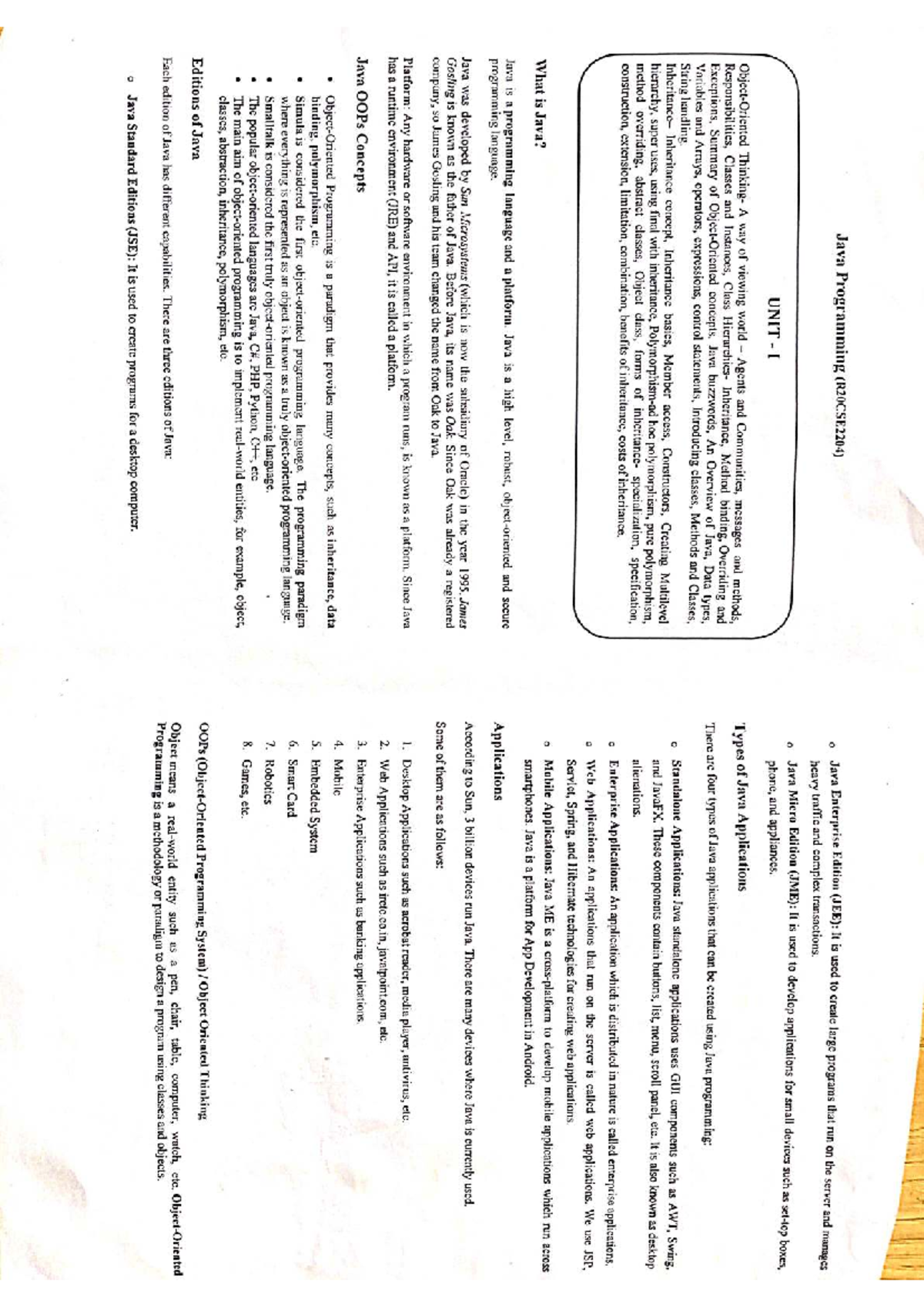 Java Programming Concepts and OOPs Overview (R20CSE2204) - Studocu