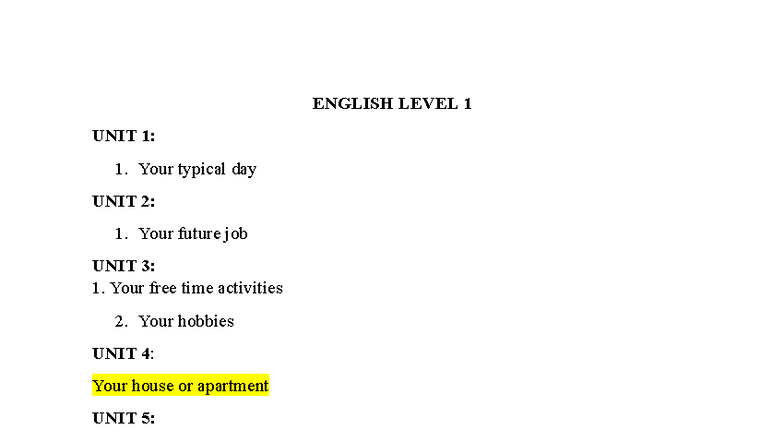 ENGLISH LEVEL 1: Unit Summaries & Review Notes - Studocu