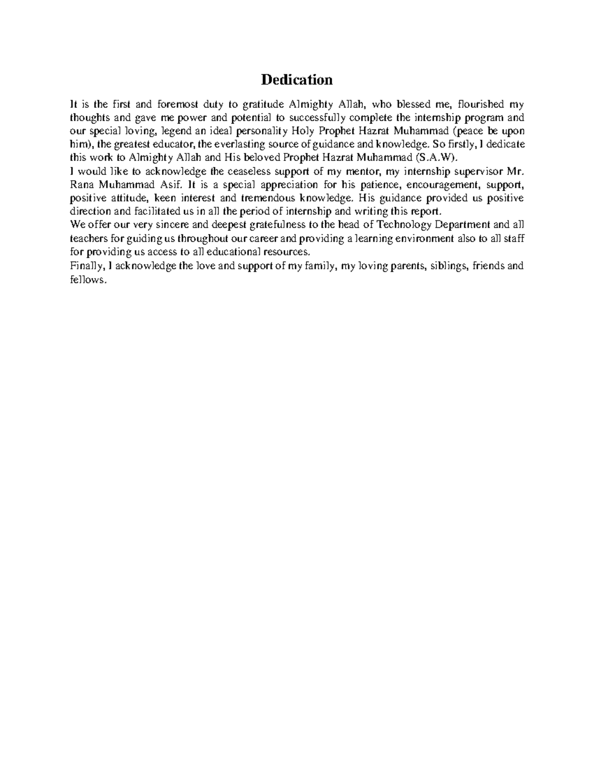 Final internship (1) 2019 - Dedication It is the first and foremost ...