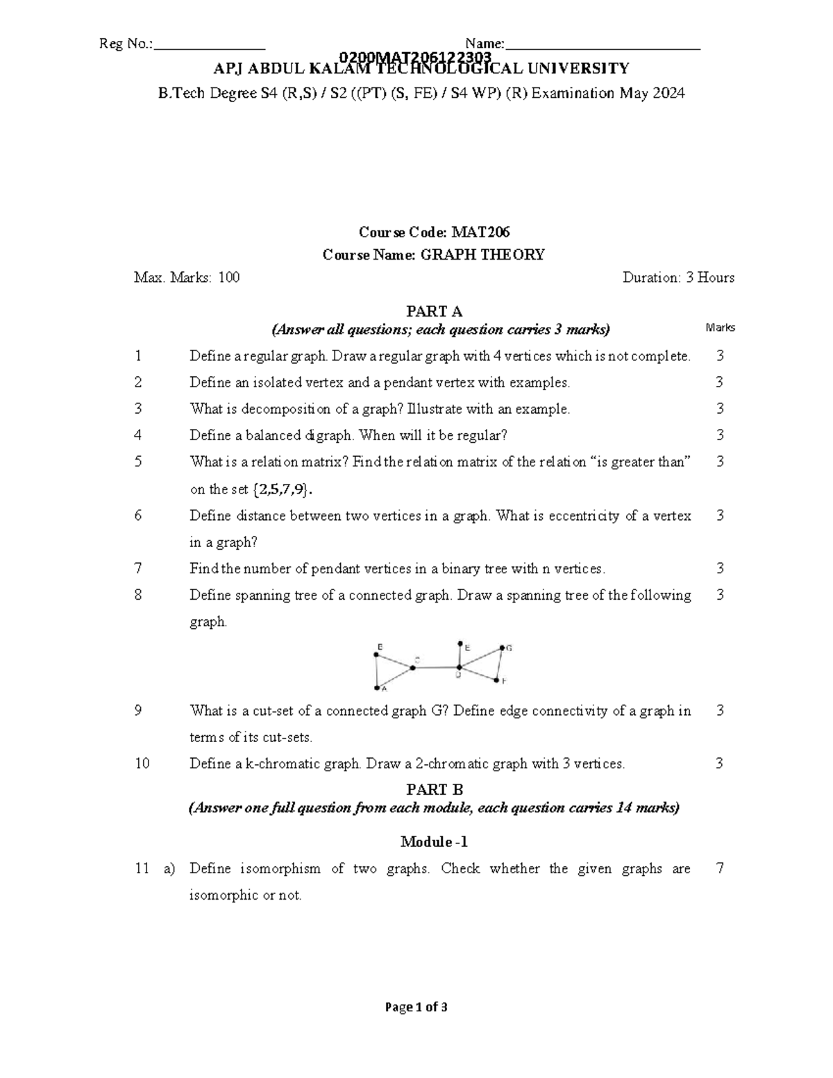 MAT206 S4 Final Exam: Graph Theory - May 2024 - Studocu