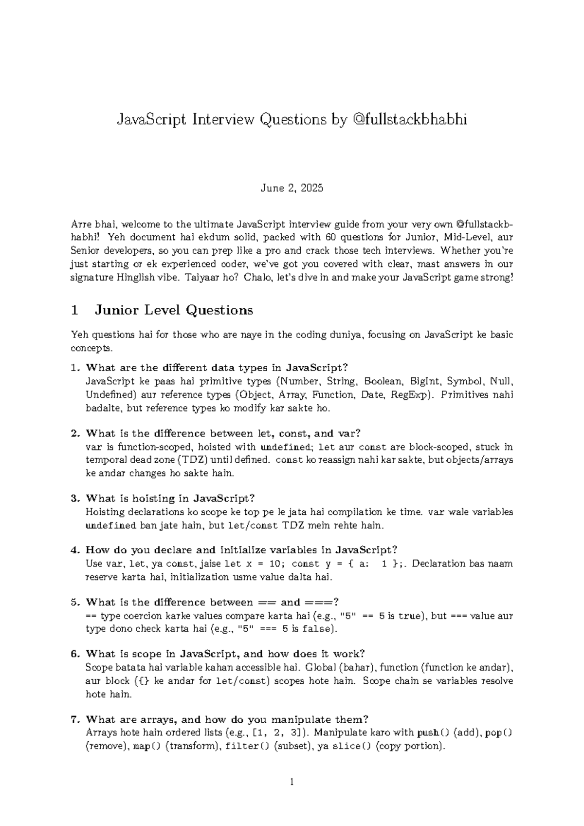 JavaScript Interview Questions: Essential Guide for Juniors & Seniors ...