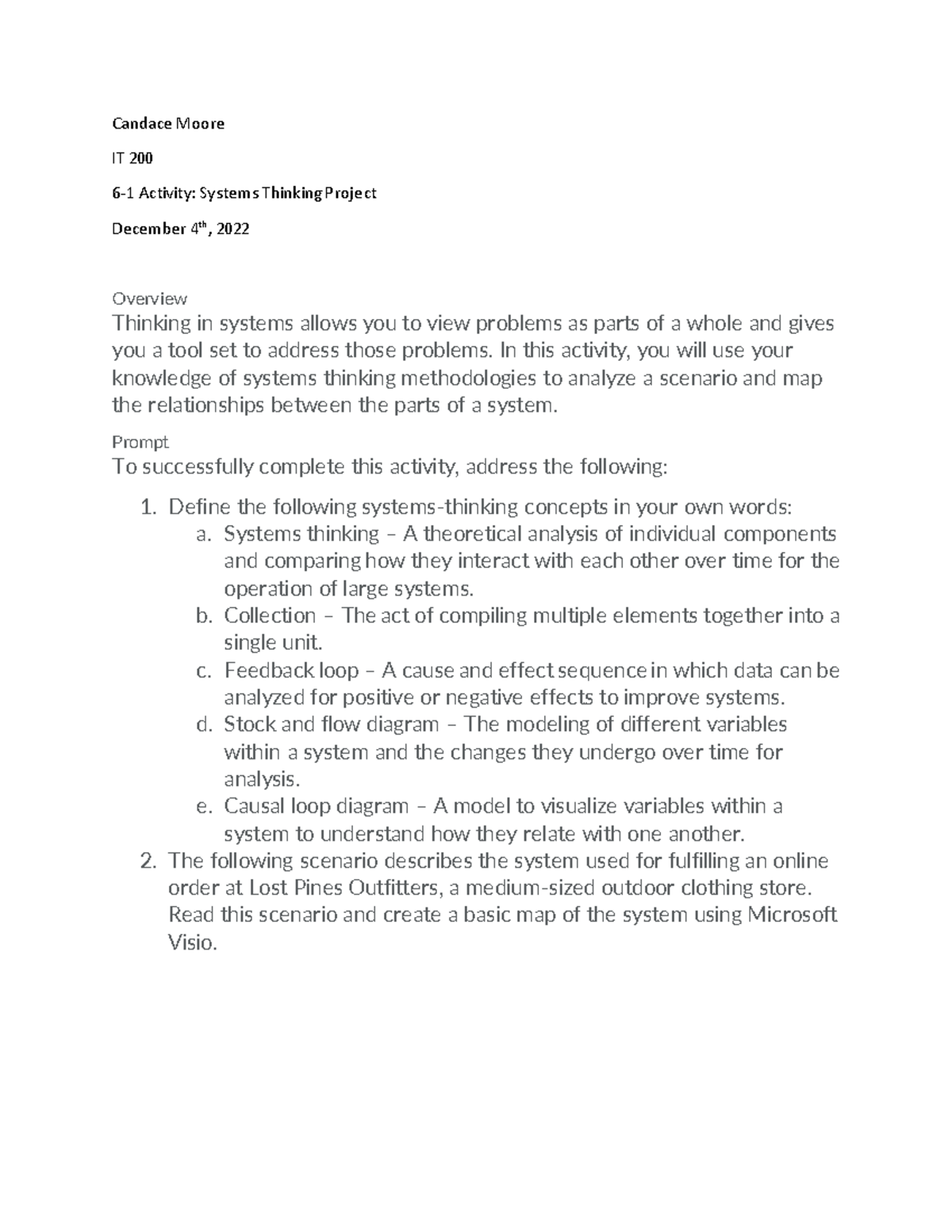 IT 200 Module 6: Systems Thinking Project Overview and Analysis - Studocu