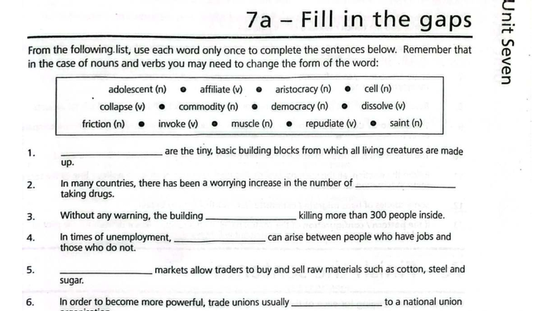 UDASS 11U Vocabulary Fill-in-the-Gaps and Word Choice Exercises - Studocu