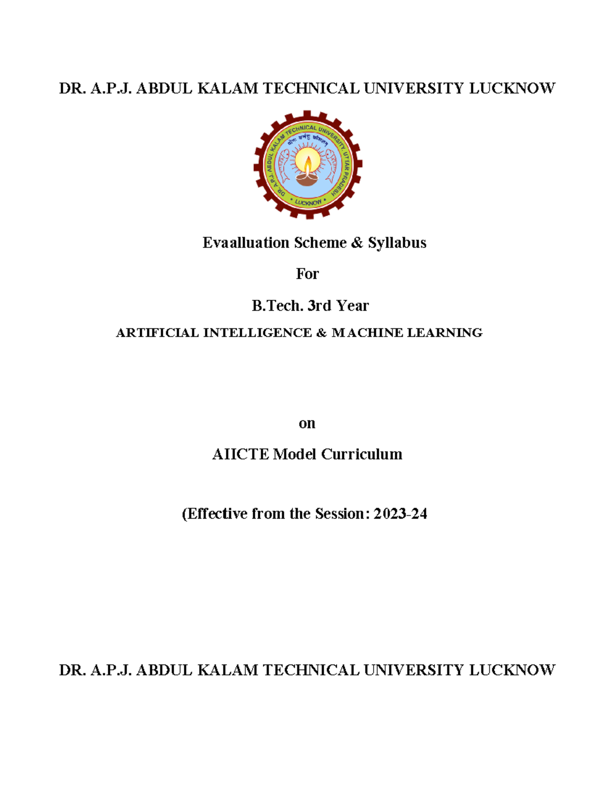 AKTU 6th Semester Syllabus for AI & ML, CS Courses and Labs - Studocu