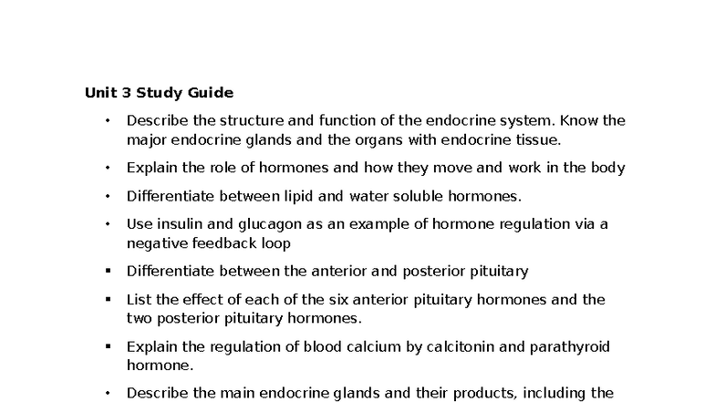 Endocrine & Reproductive System Study Guide (BIO101) - Studocu