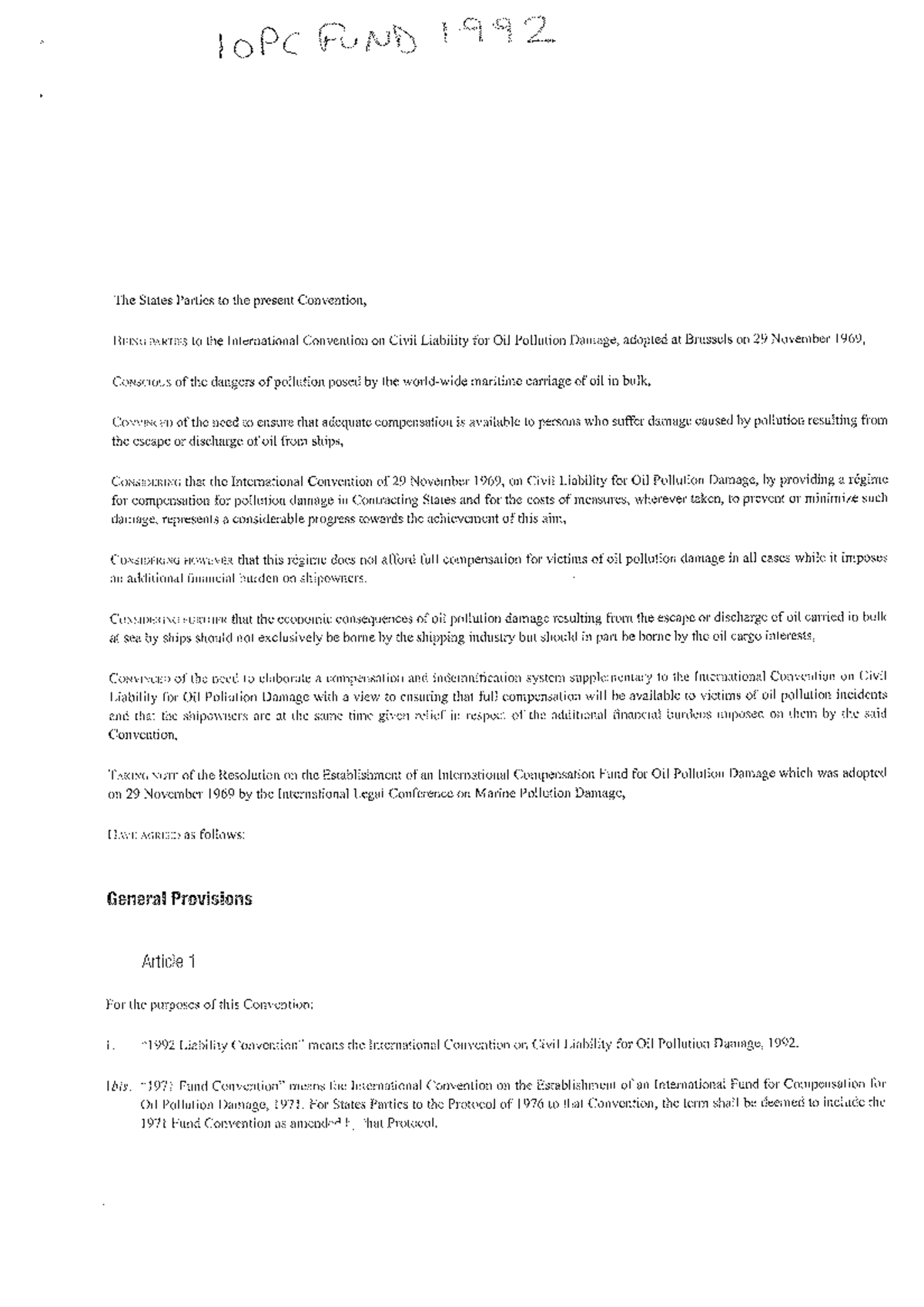IOPC FUND 1992 - International Oil Pollution Compensation Convention ...