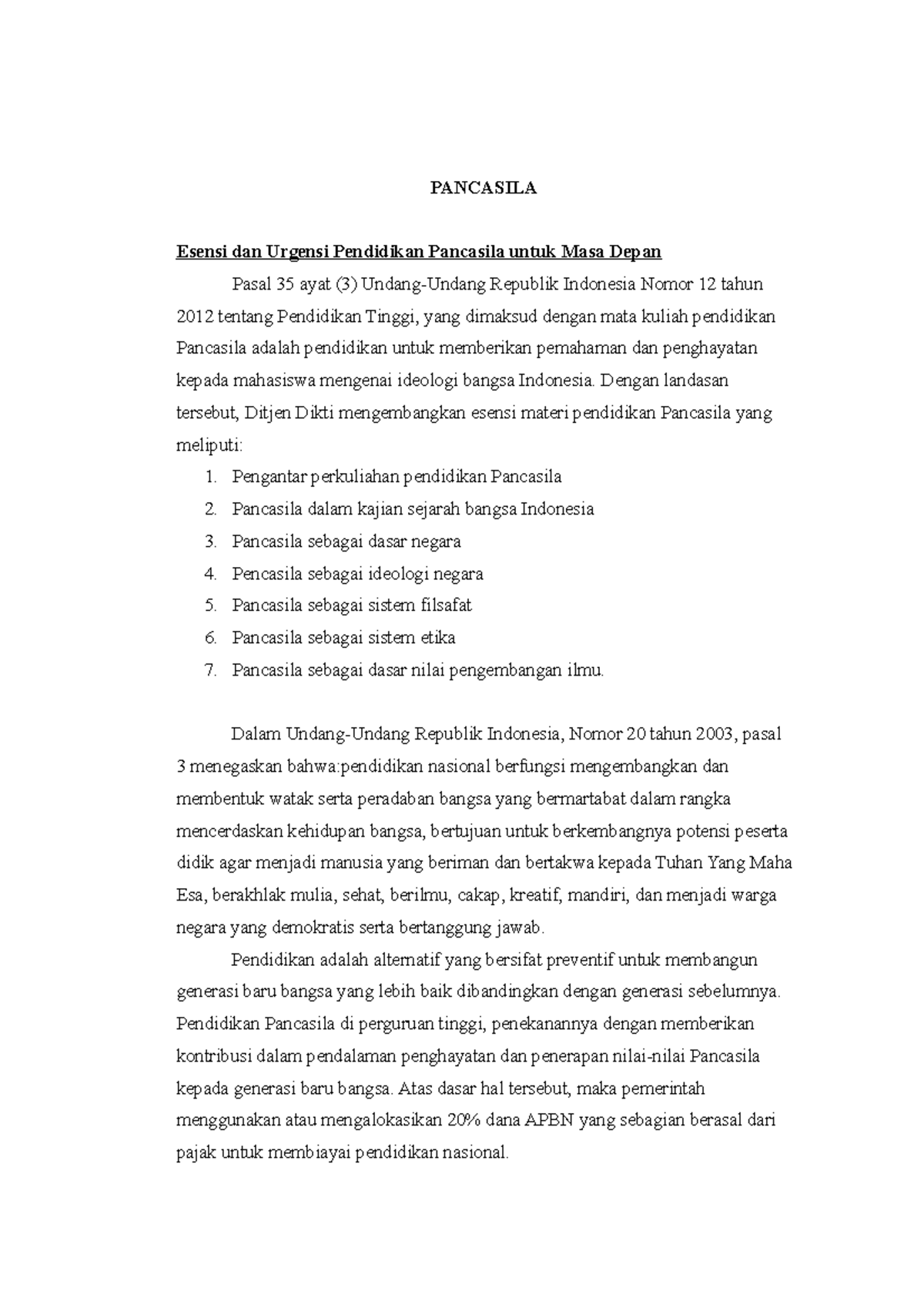 Pendidikan Pancasila: Esensi dan Urgensi untuk Masa Depan Mahasiswa ...