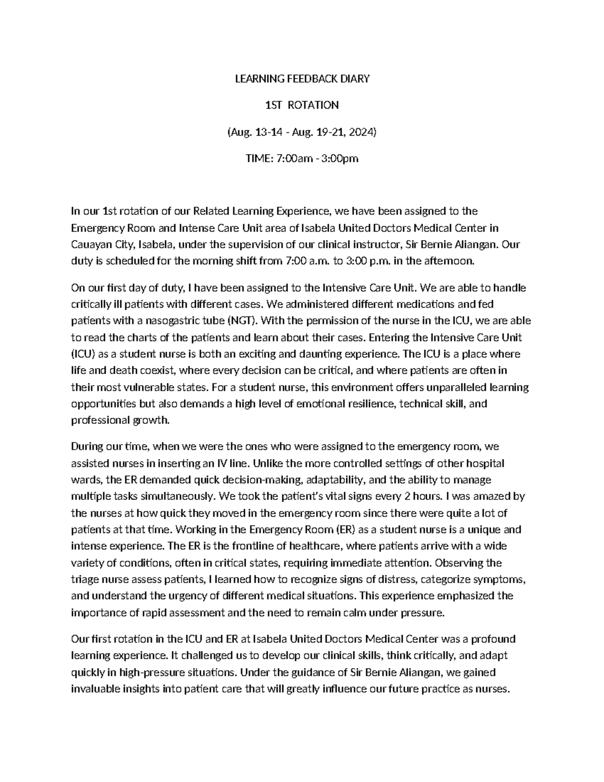 AGRA LFD - Learning Experience in ICU and ER: 1st Rotation Insights ...
